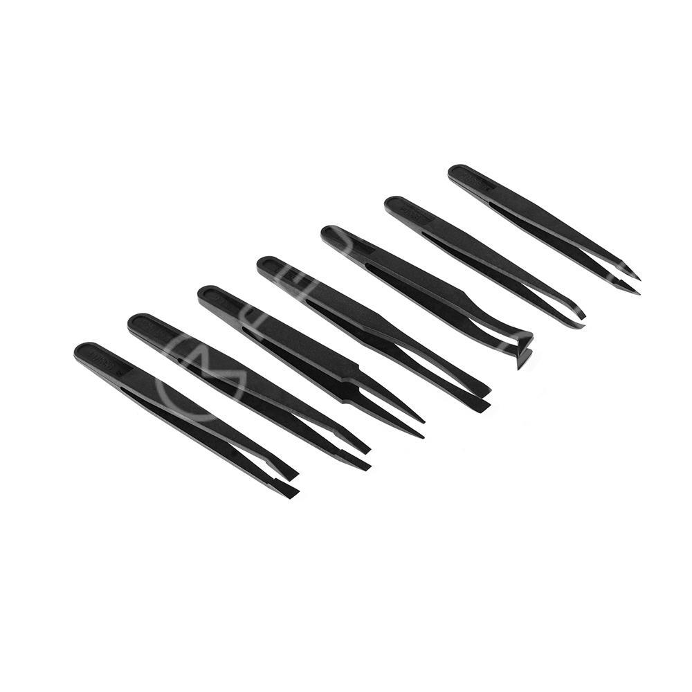 Anti-static Plastic Tweezers Kits For PCB Repair - Black - OEM NEW